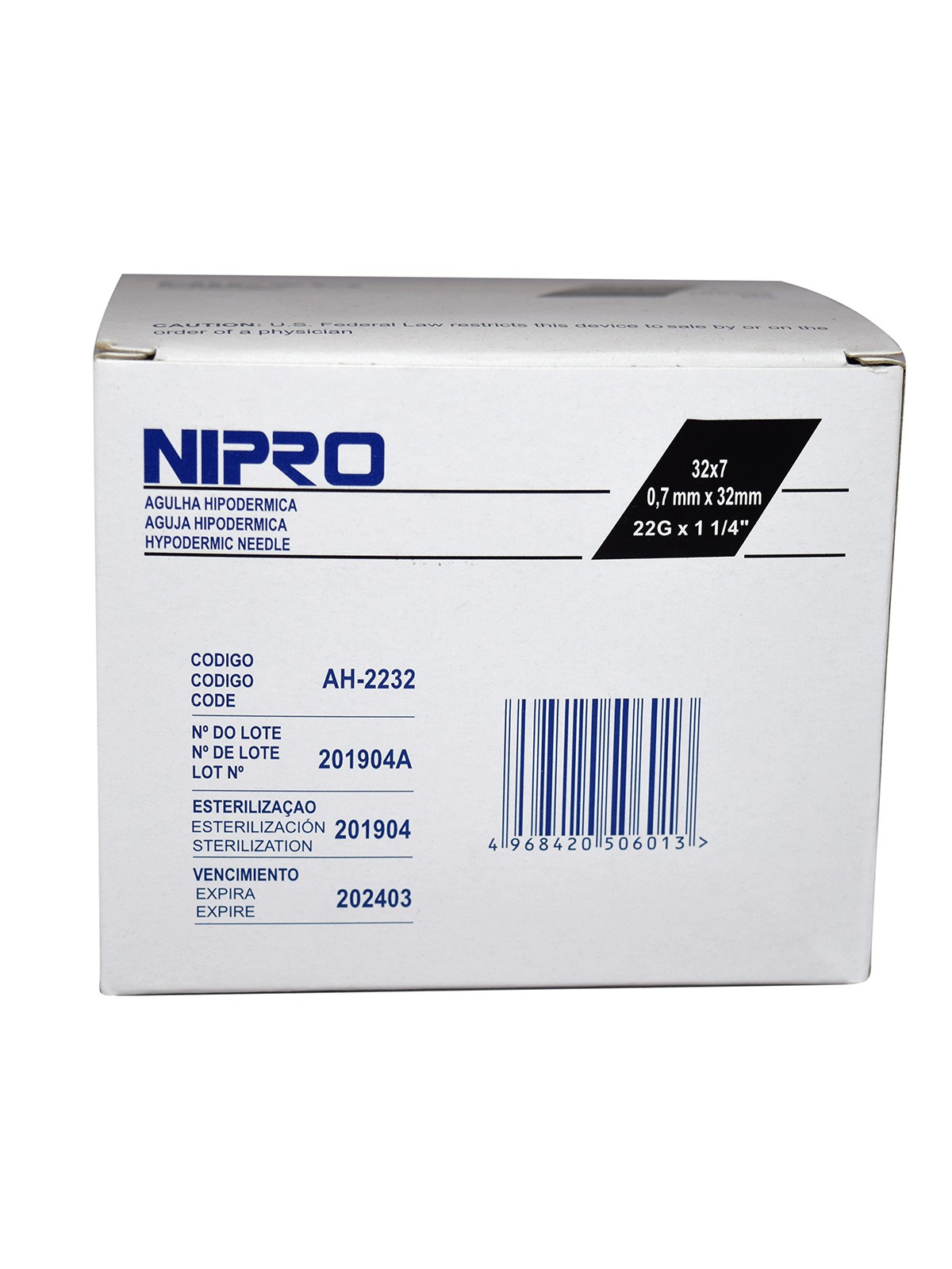 AGUJA HIPODERMICA 22G X 32 C/100